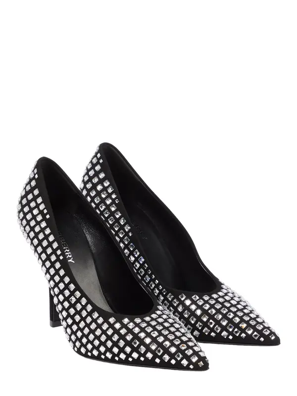 Burberry Crystal-embellished Suede Pumps - Black