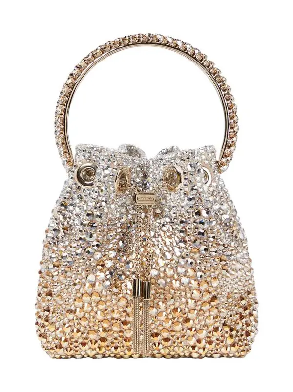 JIMMY CHOO Bon Bon Embellished Bucket Bag - Gold
