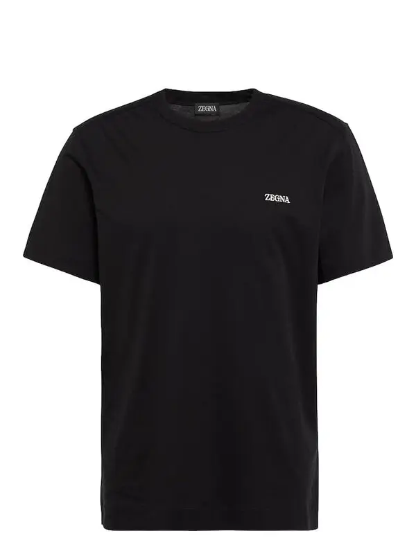 Zegna Logo Cotton T-shirt - Black