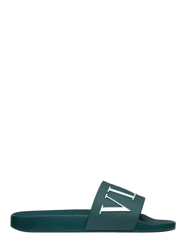 Valentino Garavani Vltn Embossed Logo Slides - Green