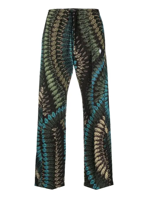 COUNTY OF MILAN Feather Pattern Loose-fit Trousers - Brown