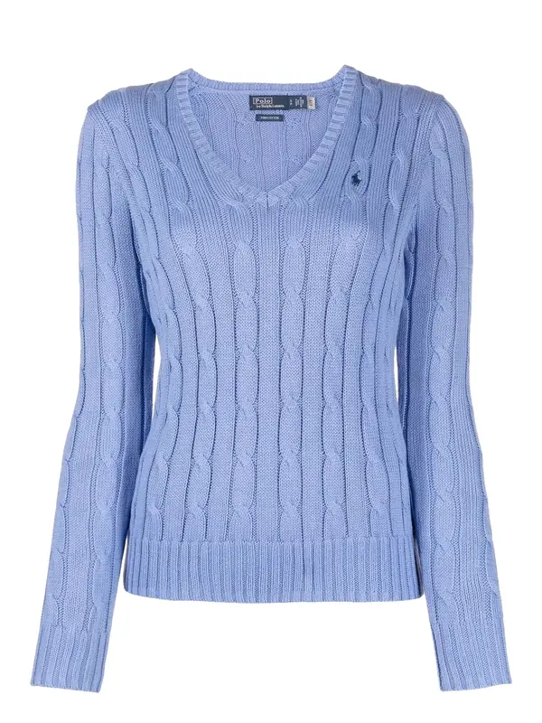 Polo Ralph Lauren Cable-knit V-neck Sweater - Blue