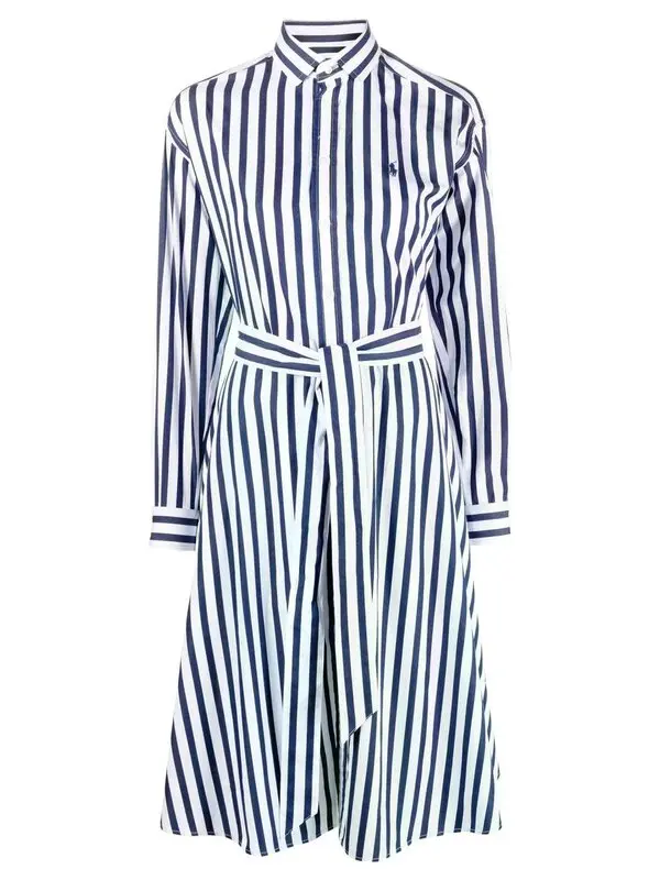Polo Ralph Lauren Striped Midi Shirt Dress - White