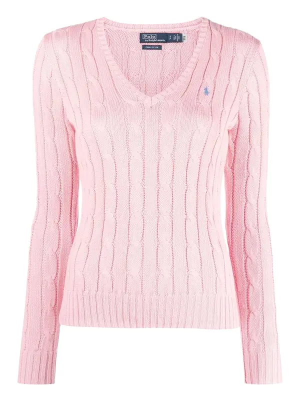 Polo Ralph Lauren Cable-knit V-neck Sweater - Pink