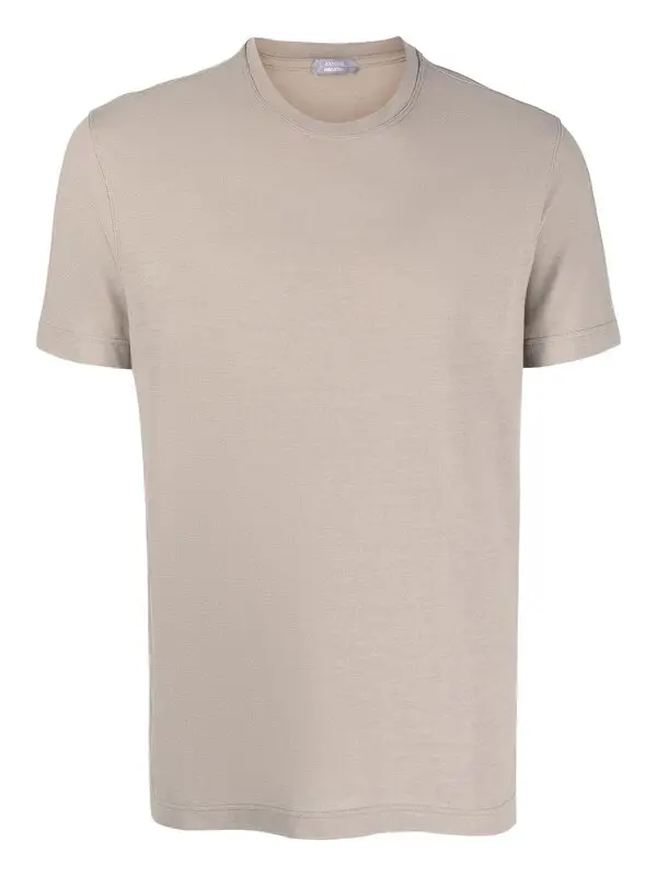 ZANONE Short-sleeved Cotton T-shirt - Neutrals