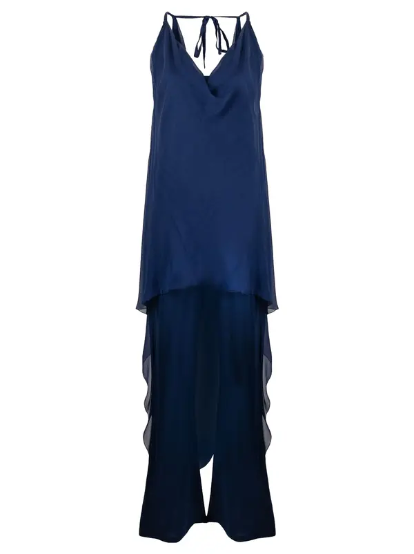 Alberta Ferretti Cowl Neck High-low Dress - Blue
