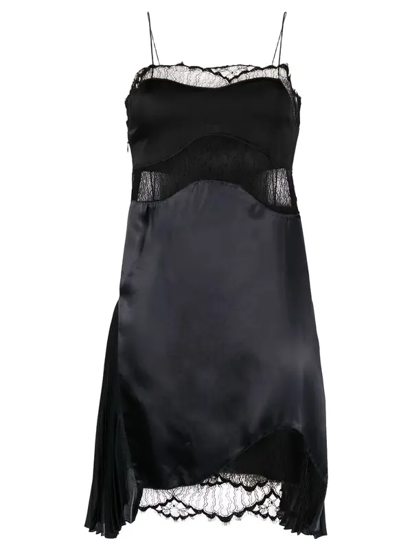 Victoria Beckham Lace-detail Satin Slip Dress - Black