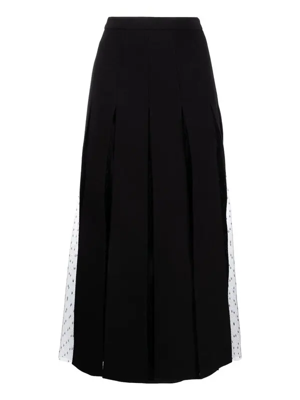 Red Valentino Tulle-panelled Midi Skirt - Black