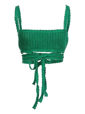 Alanui Knitted Crop Top - Green