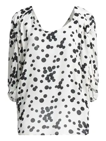 LAVIEPURE MAISON Polka-dot Crepe Top - White