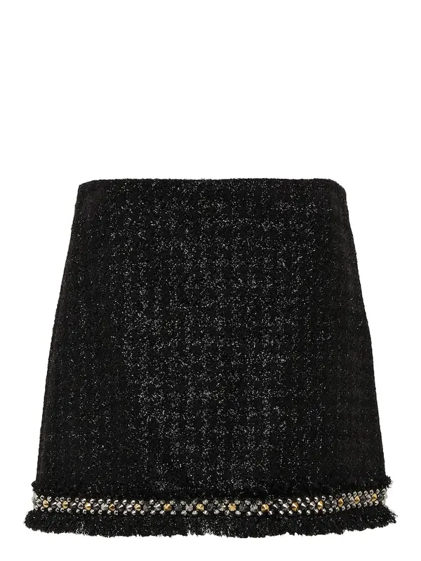 Versace Embellished Metallic Tweed Miniskirt - Black