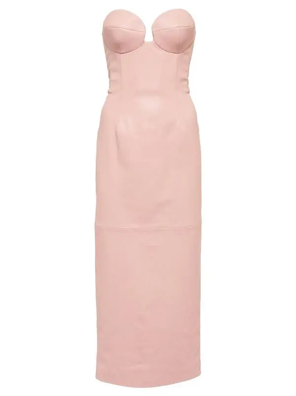 Magda Butrym Leather Bustier Midi Dress - Pink