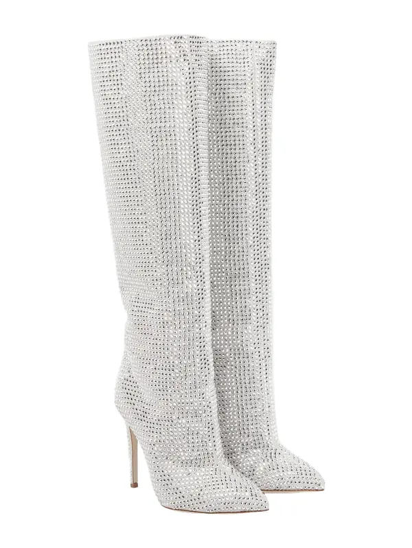 Paris Texas Holly Embellished Knee-high Boots - Silver