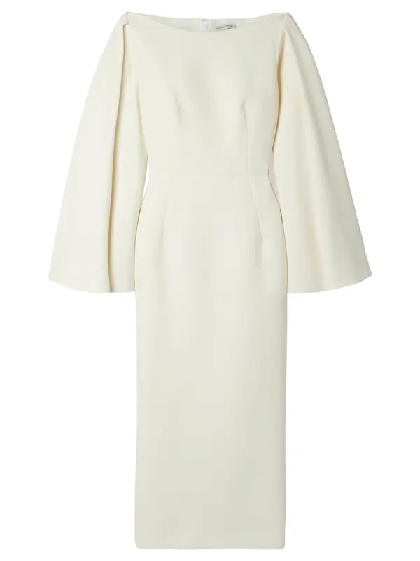 EMILIA WICKSTEAD Switzy Cape-effect Cloqué Midi Dress - Ivory