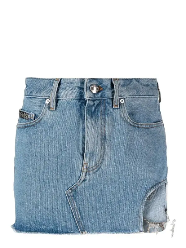 Gcds Cut-out Denim Mini Skirt - Blue