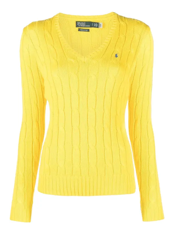 Polo Ralph Lauren Kimberly Cable-knit V-neck Jumper - Yellow
