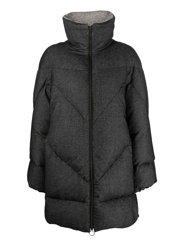 Eleventy Quilted Shearling-lined Coat - Grey