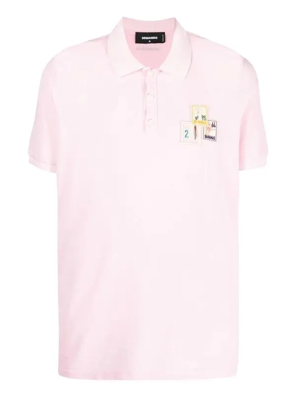 Dsquared2 Stamp-appliqué Short-sleeve Polo Shirt - Pink