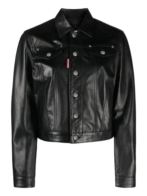 Dsquared2 Single-breasted Leather Jacket - Black