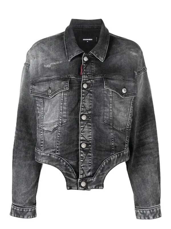 Dsquared2 Cropped Denim Jacket - Black