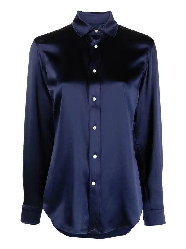 Polo Ralph Lauren Long-sleeved Silk Shirt - Blue