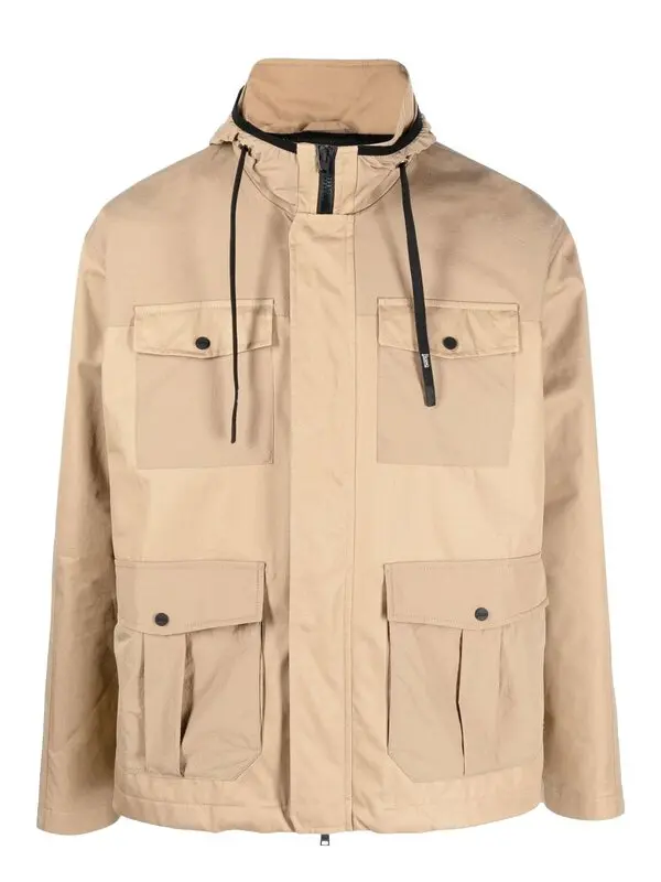 Herno Panelled Hooded Field Jacket - Brown