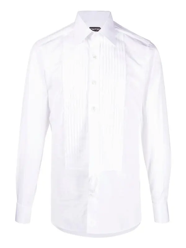 TOM FORD Pintuck Long-sleeve Shirt - White