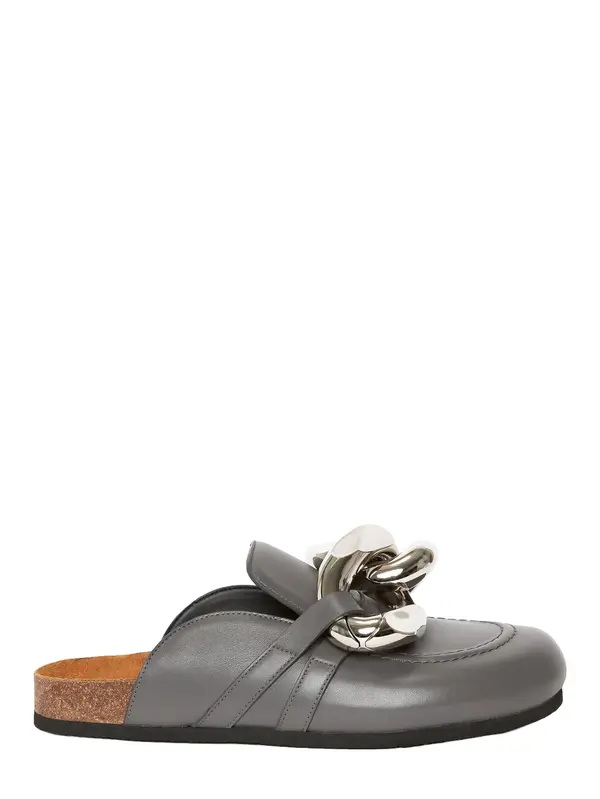 JW Anderson Chain-detail Leather Loafers - Grey