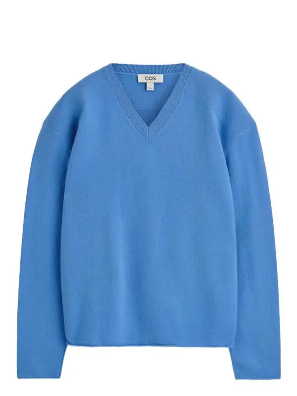 Cos Merino Wool V-neck Sweater - Blue