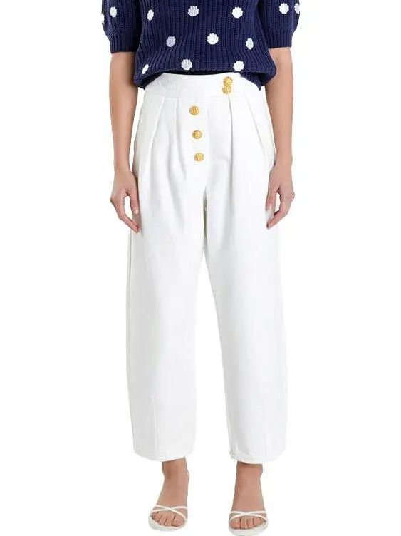 English Factory Premium Pleated Trousers - Ivory
