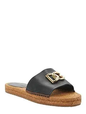Dolce & Gabbana Espadrille Slide Sandals - Black