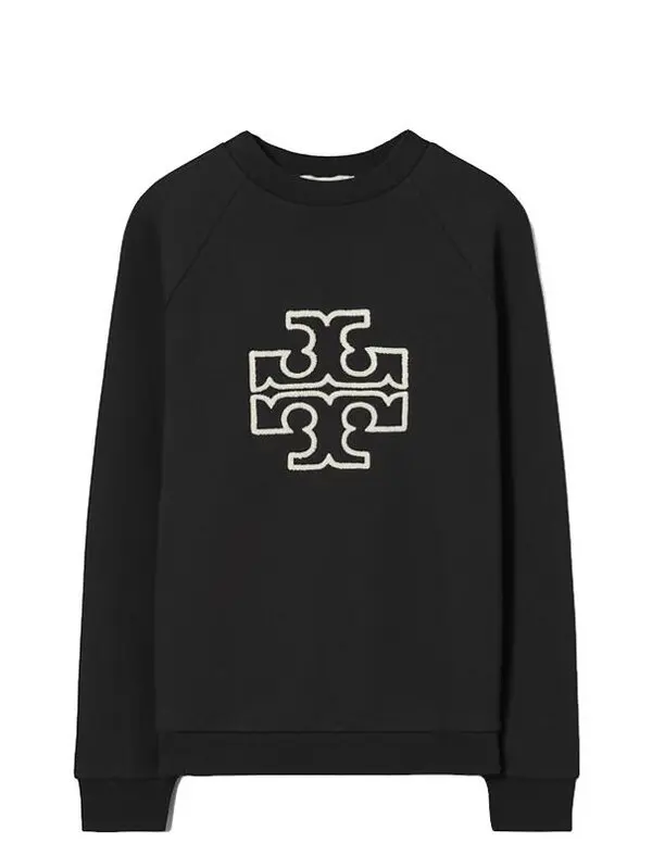 Tory Burch Heavy French Terry Logo Crewneck - Black