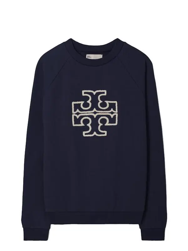 Tory Burch Heavy French Terry Logo Crewneck - Tory Navy
