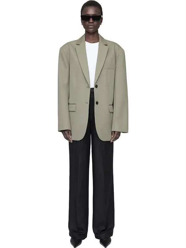 ANINE BING Wool-cashmere Quinn Blazer - Green Khaki