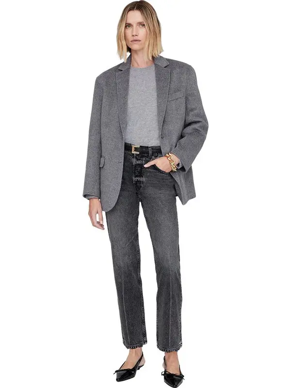 ANINE BING Wool-cashmere Quinn Blazer - Heather Grey Cashmere Blend