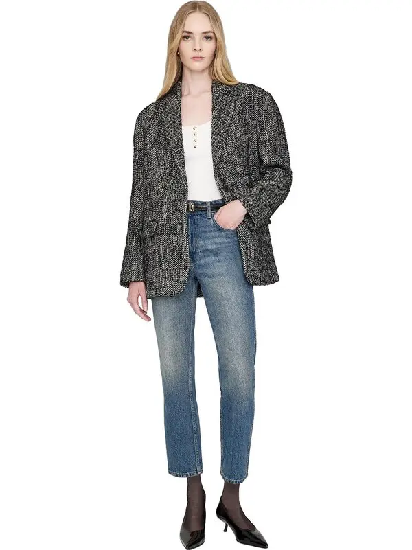 ANINE BING Wool-cashmere Quinn Blazer - Salt And Pepper