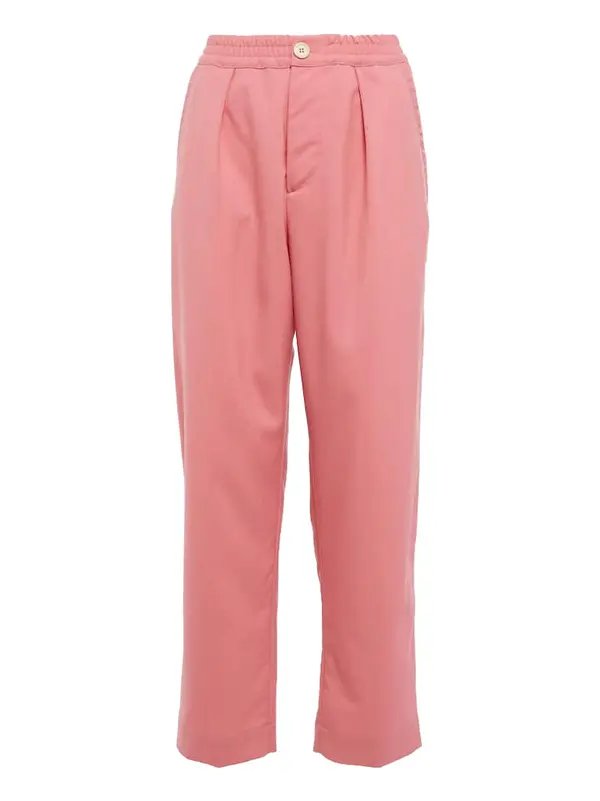Marni High-rise Pleated Crop Pants - Pink
