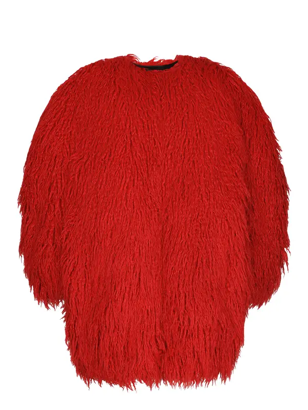 Dolce & Gabbana Faux Fur Coat - Red