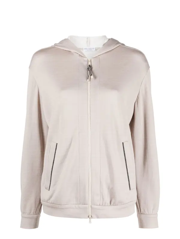 Brunello Cucinelli Jersey-knit Zipped Hoodie - Neutrals