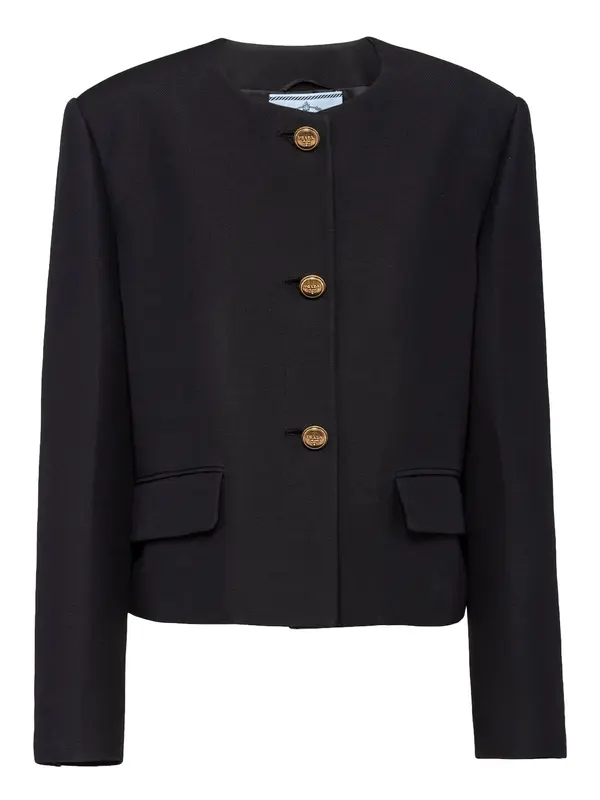 Prada Single-breasted Tricotine Jacket - Black