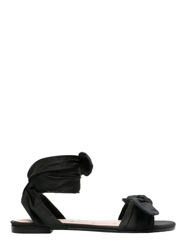 Red Valentino Bow-detail Flat Sandals - Black