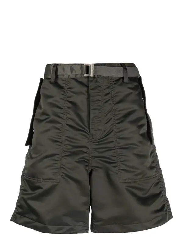 Sacai Buckle-fastened Tailored Shorts - Green