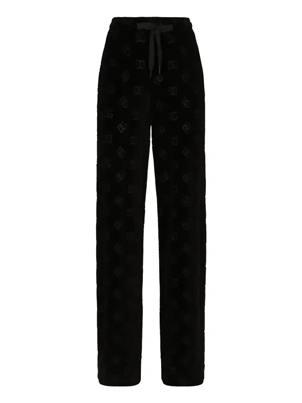 Dolce & Gabbana Dg-logo Flocked Track Pants - Black