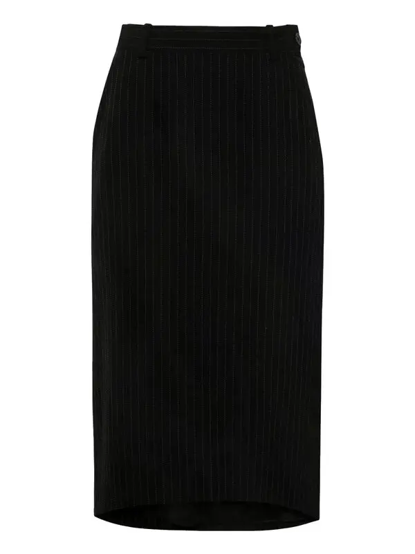 Balenciaga Hourglass Pinstripe Midi Skirt - Black