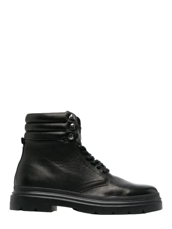 Calvin Klein Lace-up Leather Ankle Boots - Black