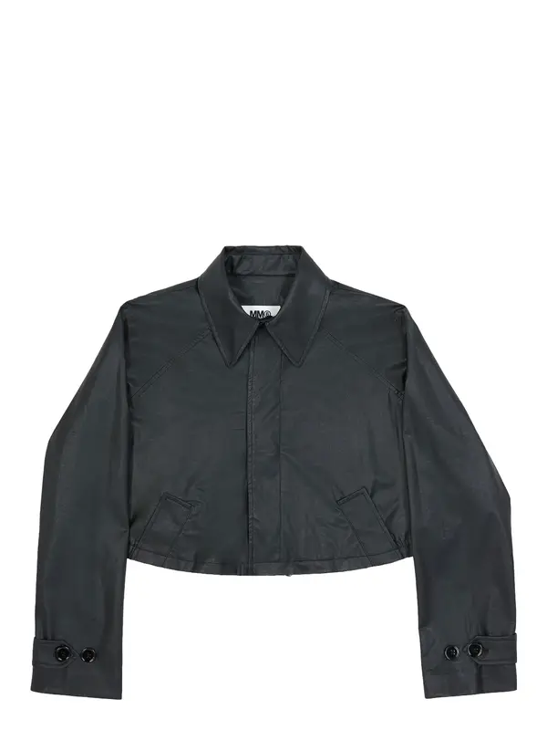 MAISON MARGIELA Cropped Faux Leather Trench Coat - Black