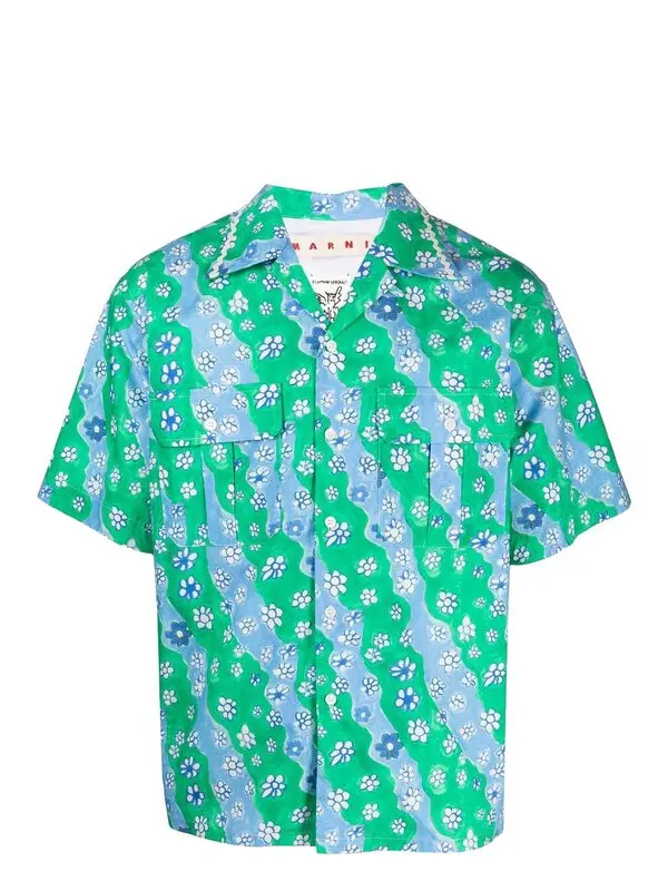 Marni Floral-print Short-sleeved Shirt - Green