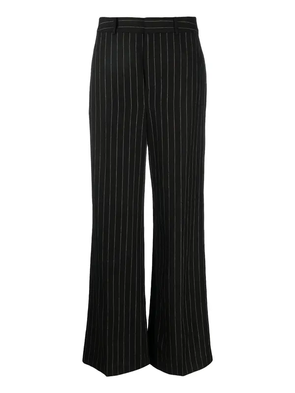 Ralph Lauren Kaitlen Pinstriped Wide-leg Trousers - Black