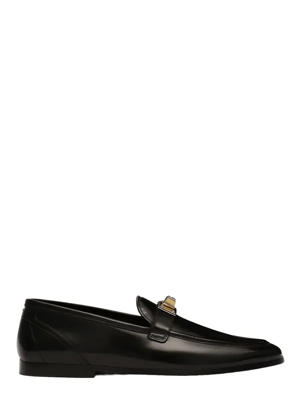 Dolce & Gabbana Logo-appliqué Leather Loafers - Black
