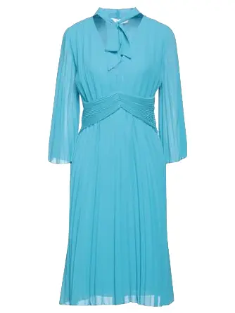 KAOS Midi Flared Pleated Dress - Blue